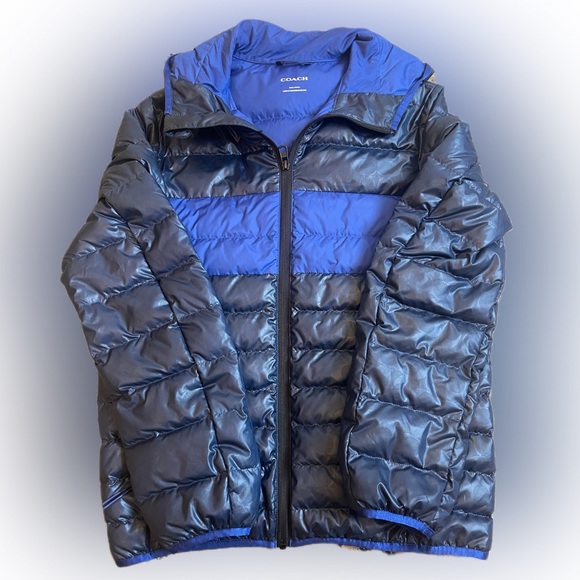 Coach | Jackets & Coats | Coach Signature Blue Mens Jacket Puffer Sz S ...